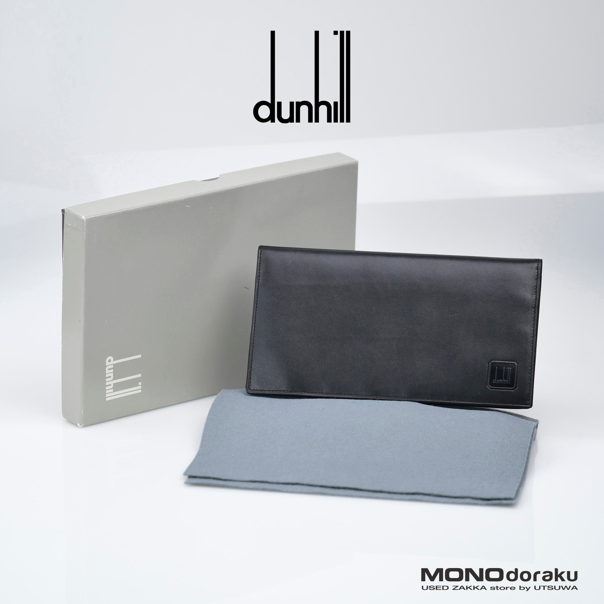 Dunhill Long Wallet Billfold No Coin Purse Men's Calf Leather Black