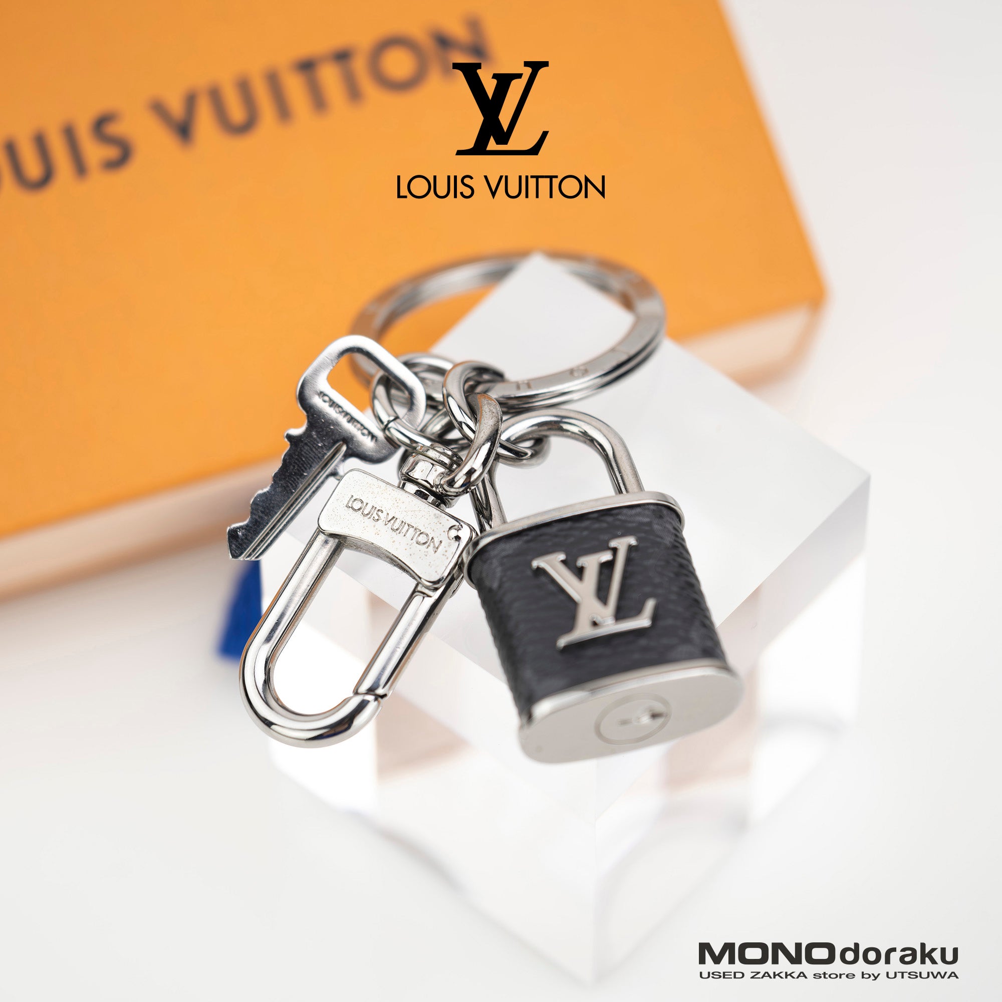 Louis Vuitton Monogram Eclipse Portocle LV Lock M00967 Key Ring Charm